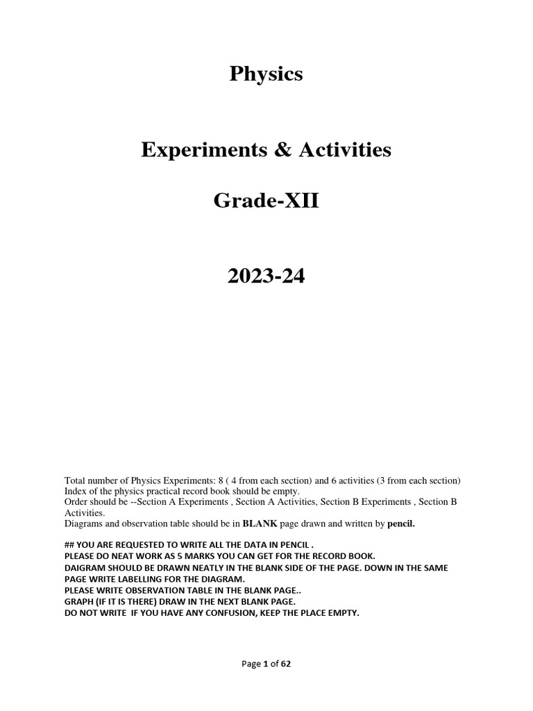 Physics Record Book 2023 24 | PDF | P–N Junction | Mirror