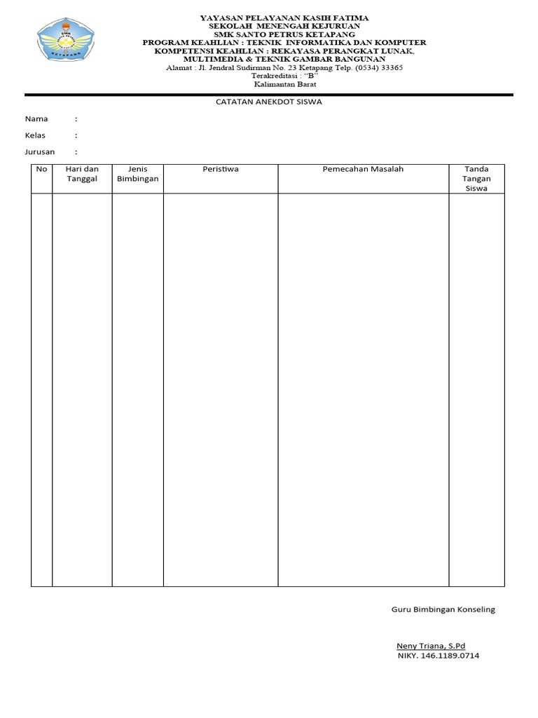 Lembar Catatan Anekdot | PDF