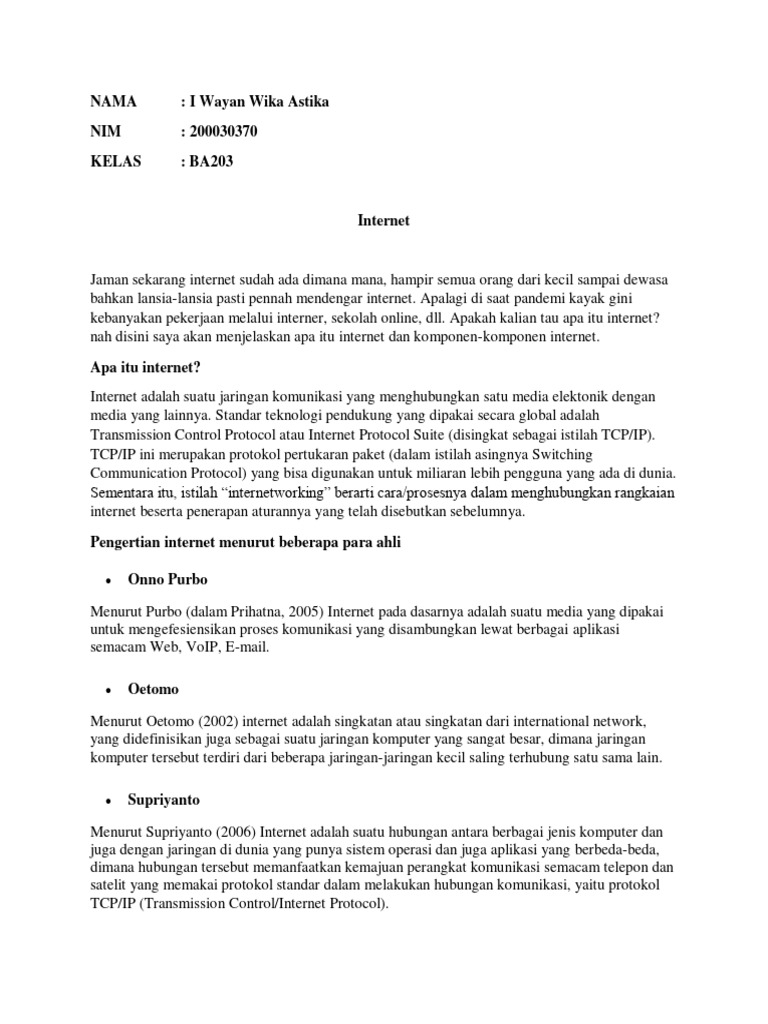 Pengertian dan Komponen Internet | PDF