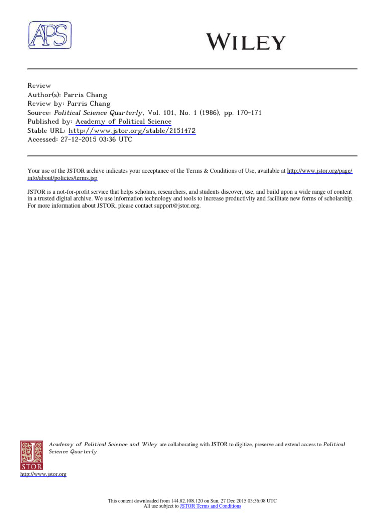 Zhou Enlai_ a Biography.by Dick Wilson -- Review By_ Parris Chang ...