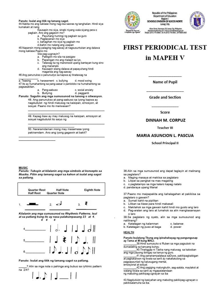 Mapeh 5 Booklet | PDF