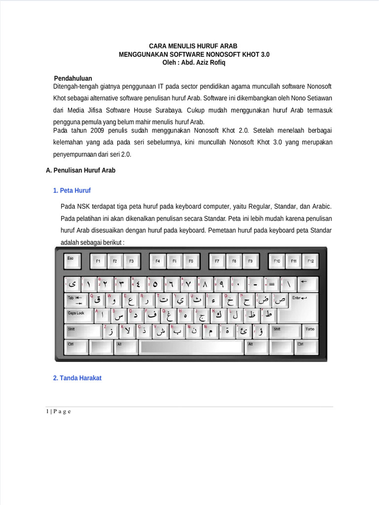 Panduan Menulis Arab di Nonosoft Khot | PDF