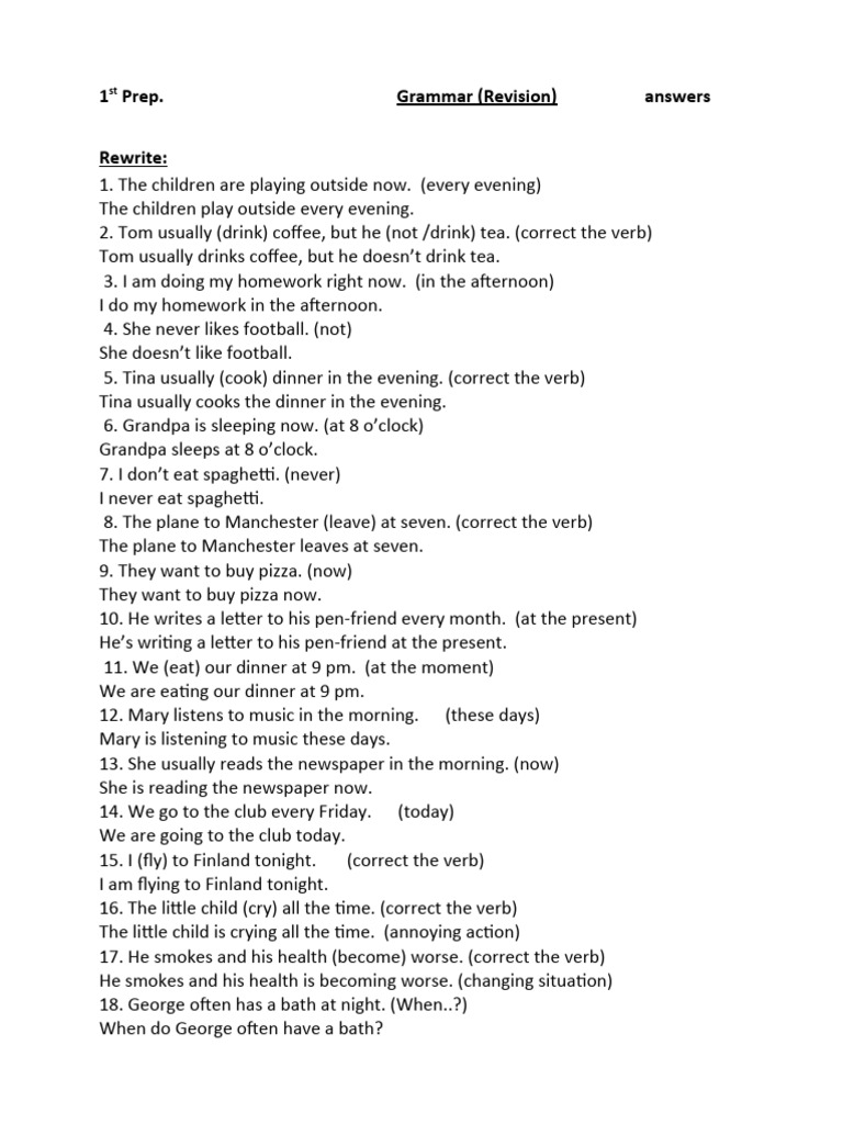 Grammar Revision Exercises | PDF