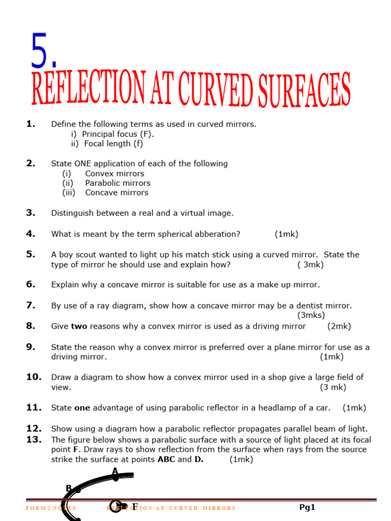 2 4 Reflection at Curved Mirrors | PDF