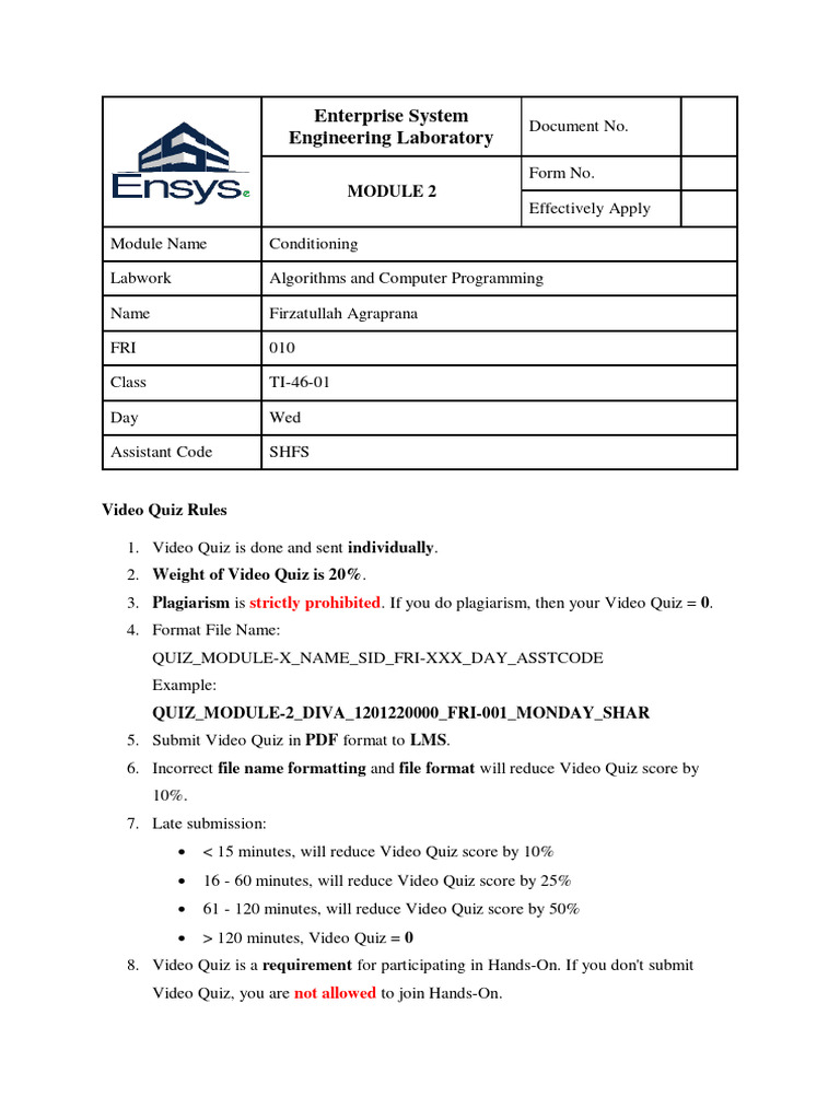 QUIZ MODULE-2 Alpro | PDF