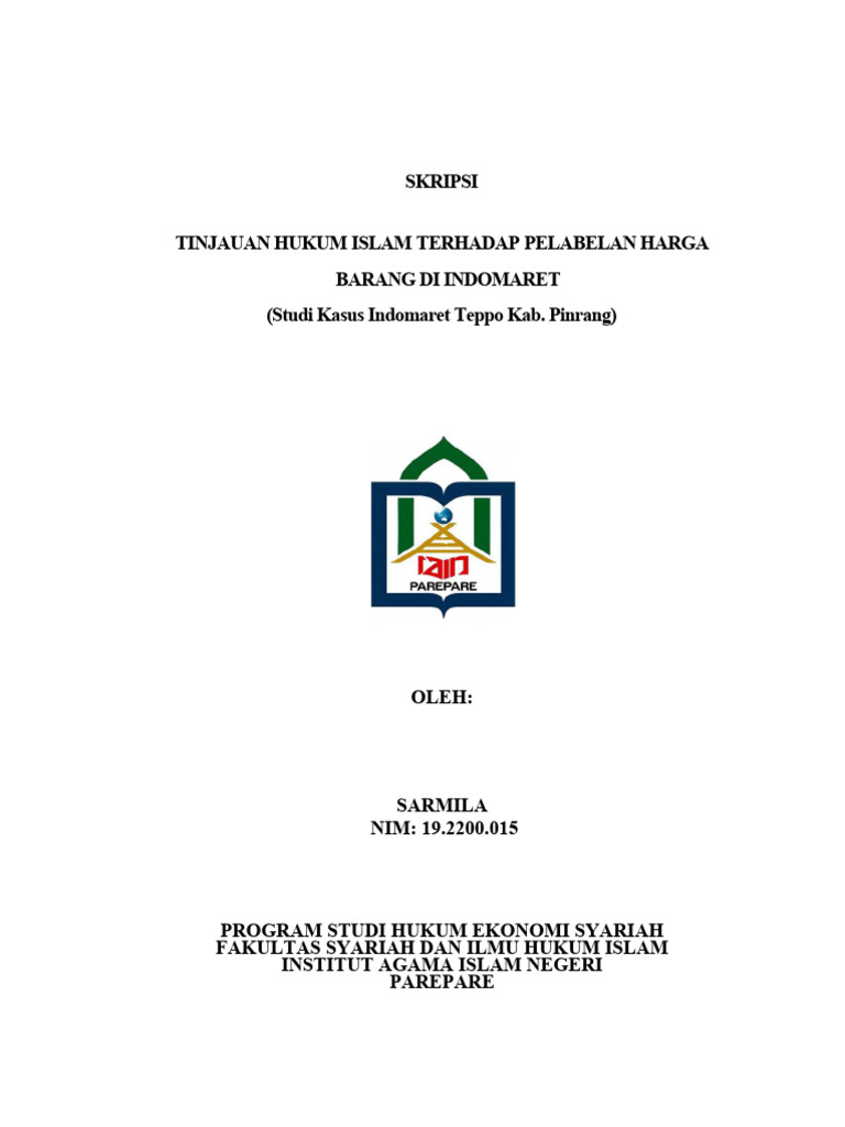 Proposal Skripsi Sarmila Kti (Bismillah) (2) - 1 | PDF