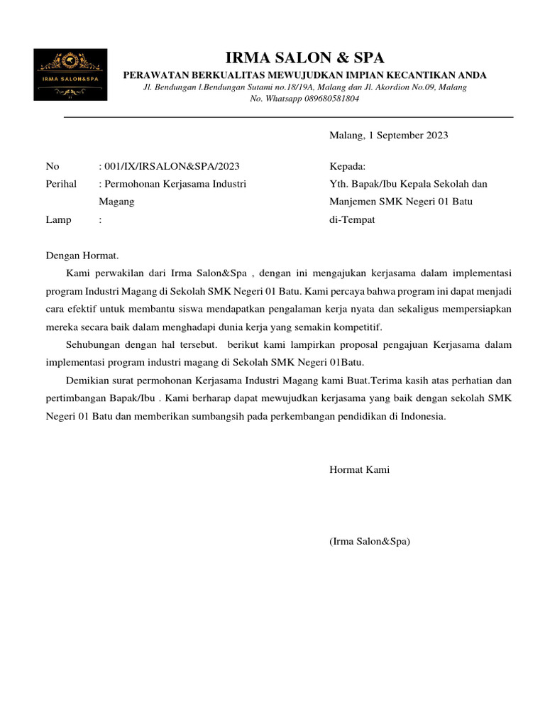 Proposal Dan Profil IRMA SALON | PDF