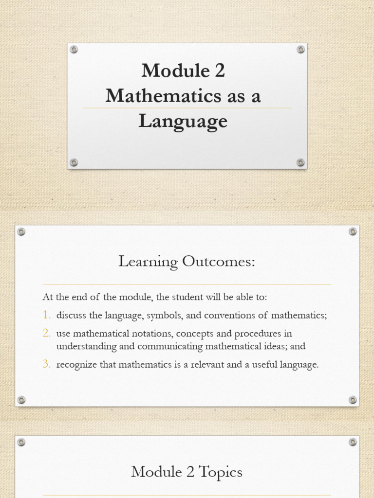 Module 2.1 Mathematics As A Language | PDF | Teaching Methods & Materials