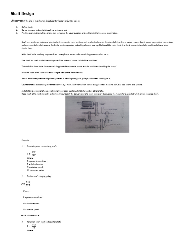 Shaft Design Formulas and Applications | PDF
