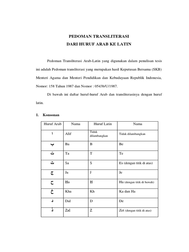Contoh Pedoman Transliterasi | PDF