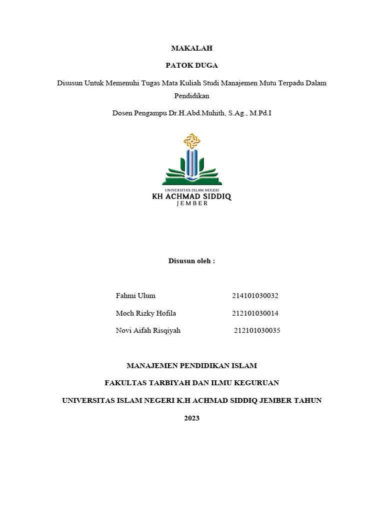 Makalah Manajemen Mutu K-5 | PDF