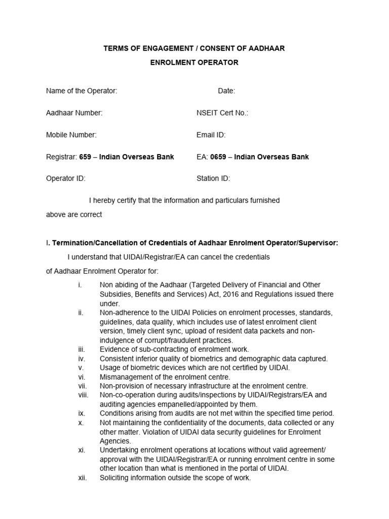 IOB New Consent Format-1 | PDF