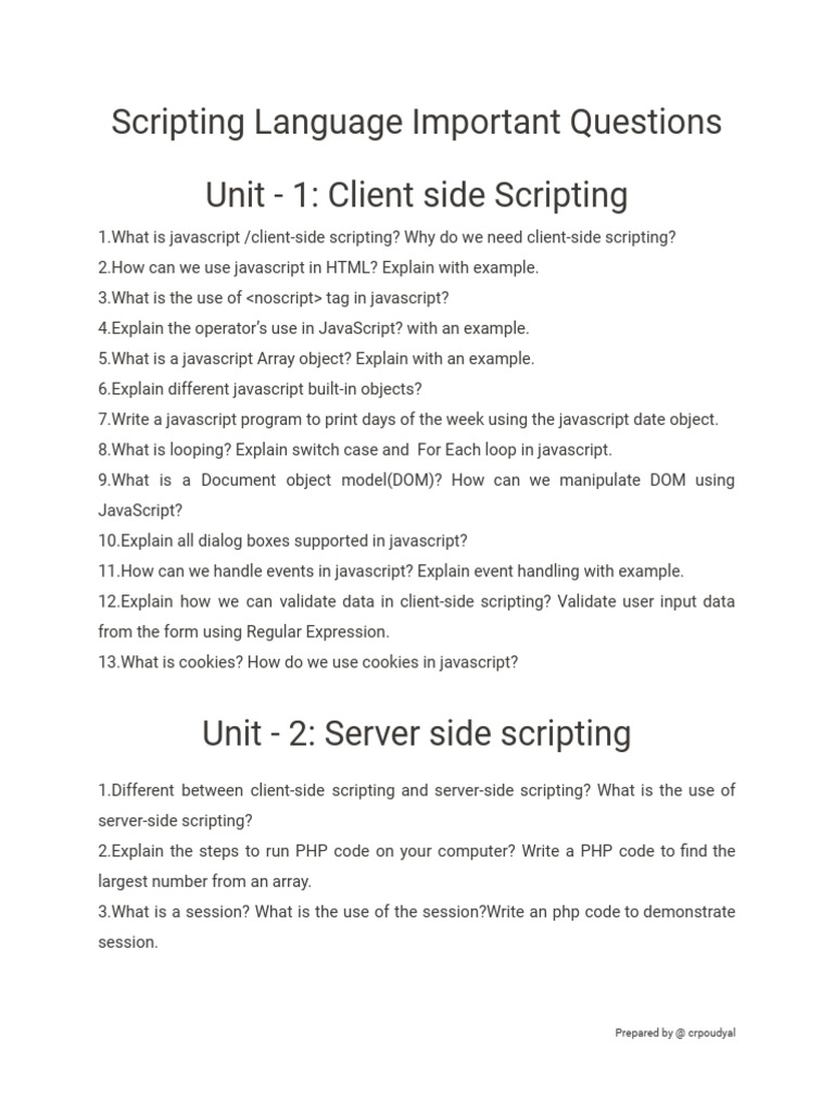 Scripting Language Important Questions | PDF Scripting Language Important Questions | PDF