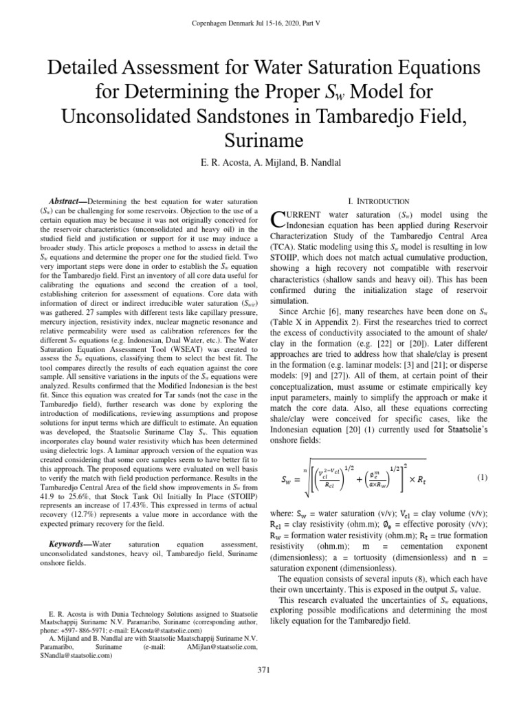 Detailed_Assessment_for_Water_Saturation | PDF
