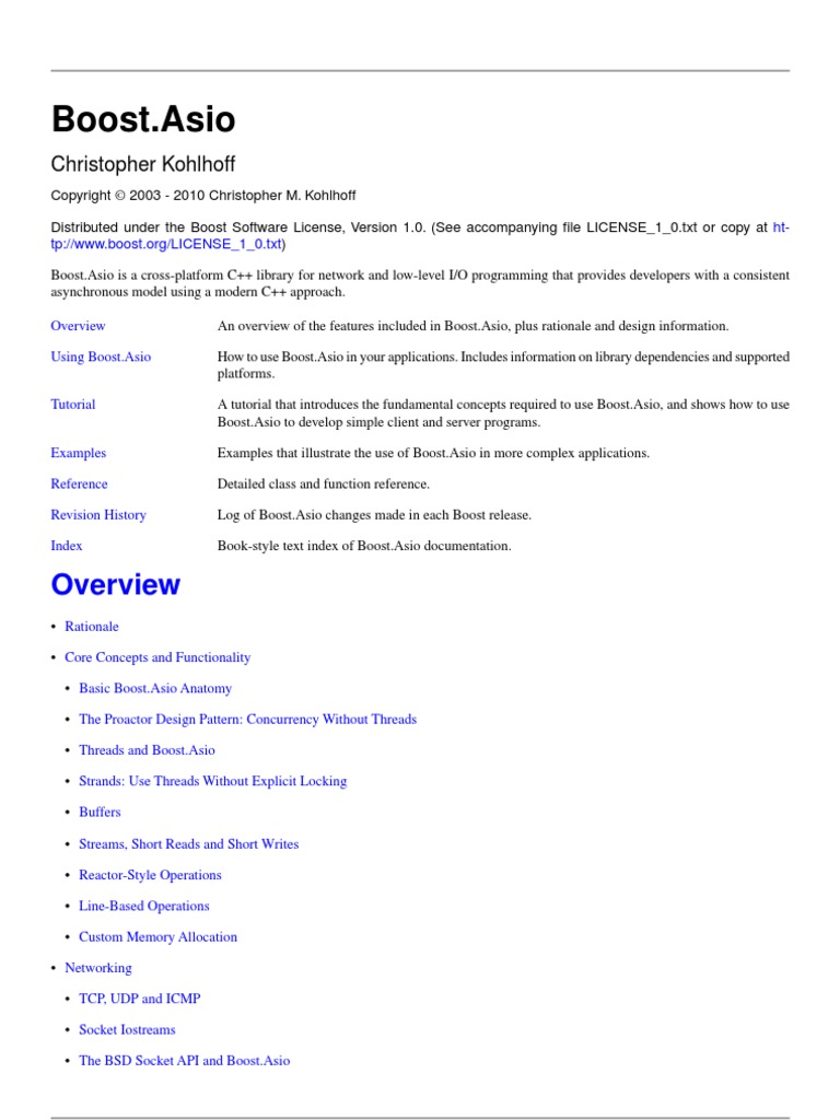 Asio Doc | PDF | Network Socket | Thread (Computing)