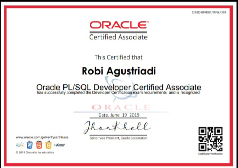 Sertifikat Oracle | PDF