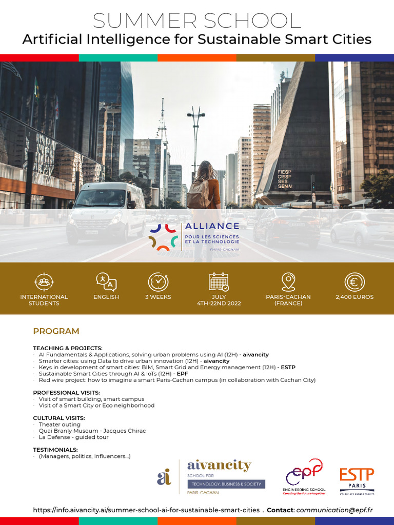 Summer School Program-Artificial Intelligence For Sustainable Smart Cities | PDF