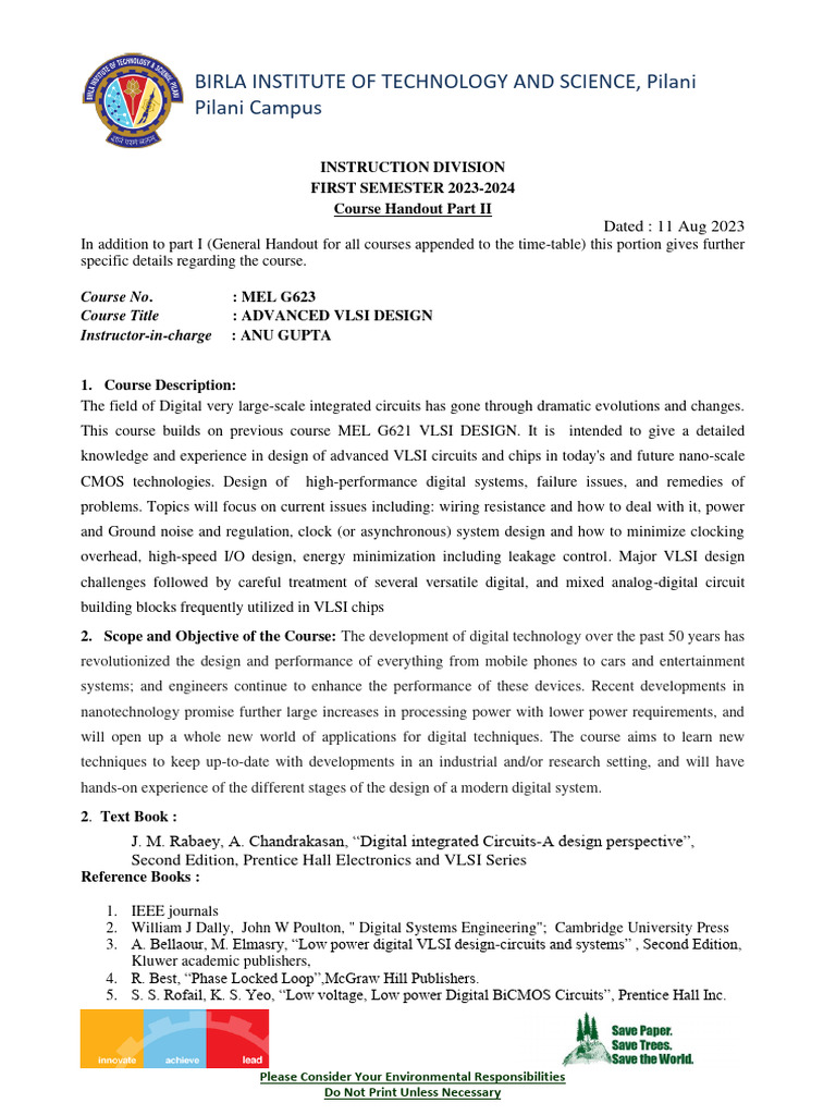 Handout MEL G623 1 2023 | PDF | Computers