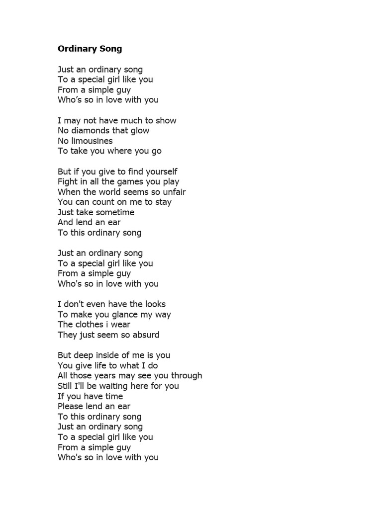 Ordinary Song | PDF