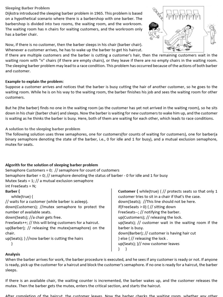 Sleeping Barber Problem | PDF