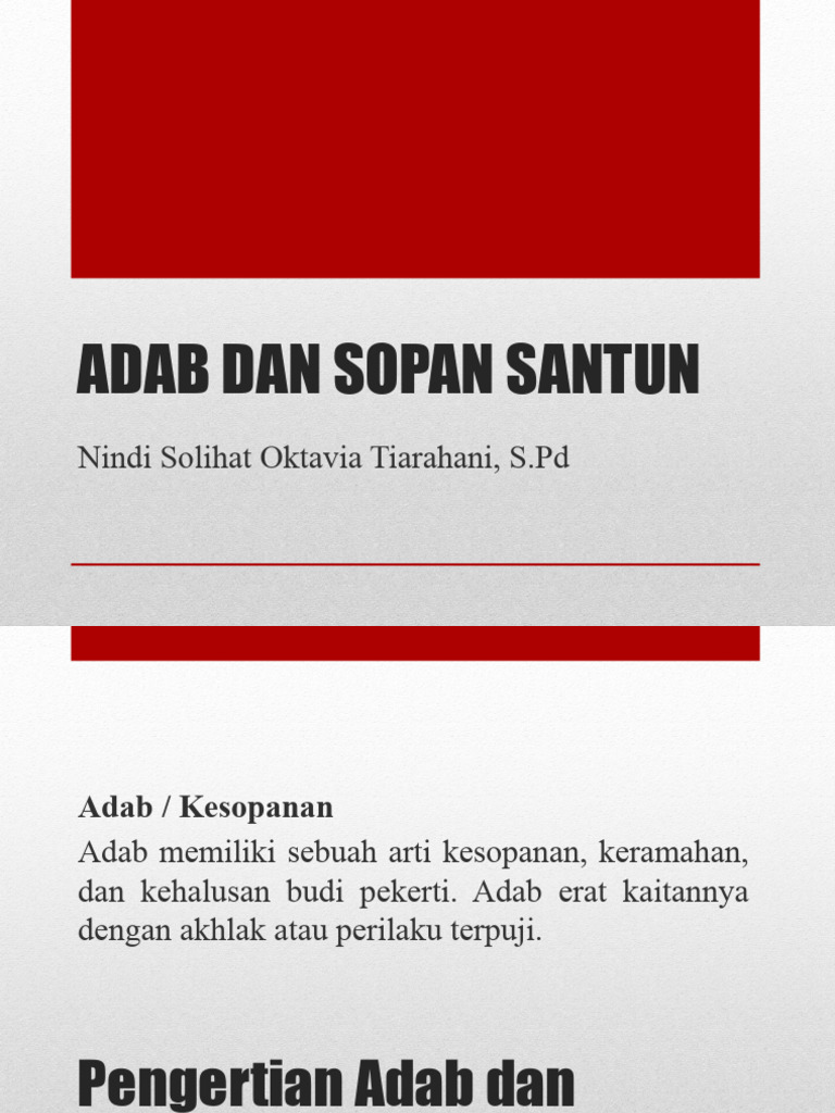 Power Point Adab Dan Sopan Santun | PDF | Pengembangan Diri | Kesehatan Holistik