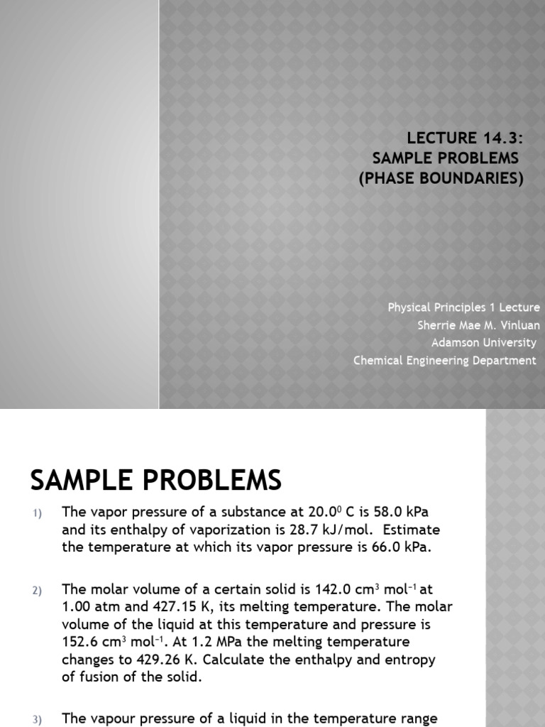 Lecture 14.3 - Sample Problems Phase Boundaries | PDF | Science & Mathematics