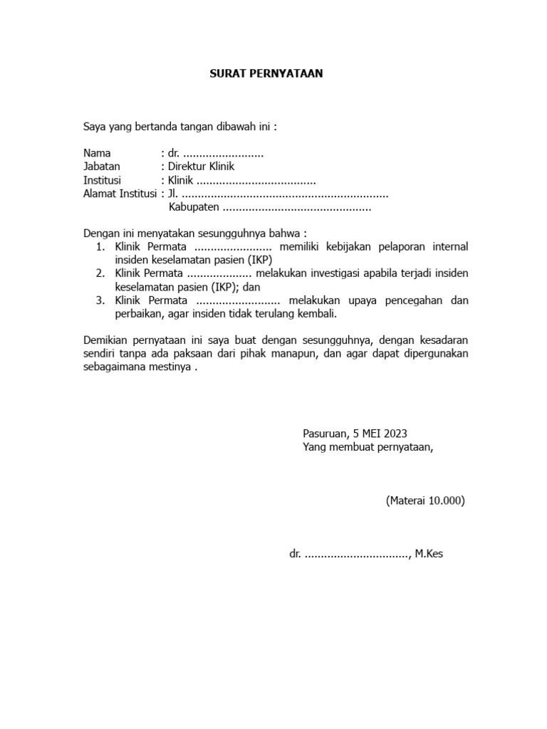 Surat Pernyataan Ikp | PDF