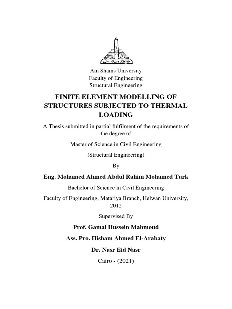 Finite Element Modelling of Structures Subjected To Thermal Loading | PDF
