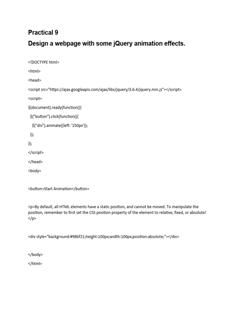 jQuery Animation Webpage Design | PDF | Business | Computers