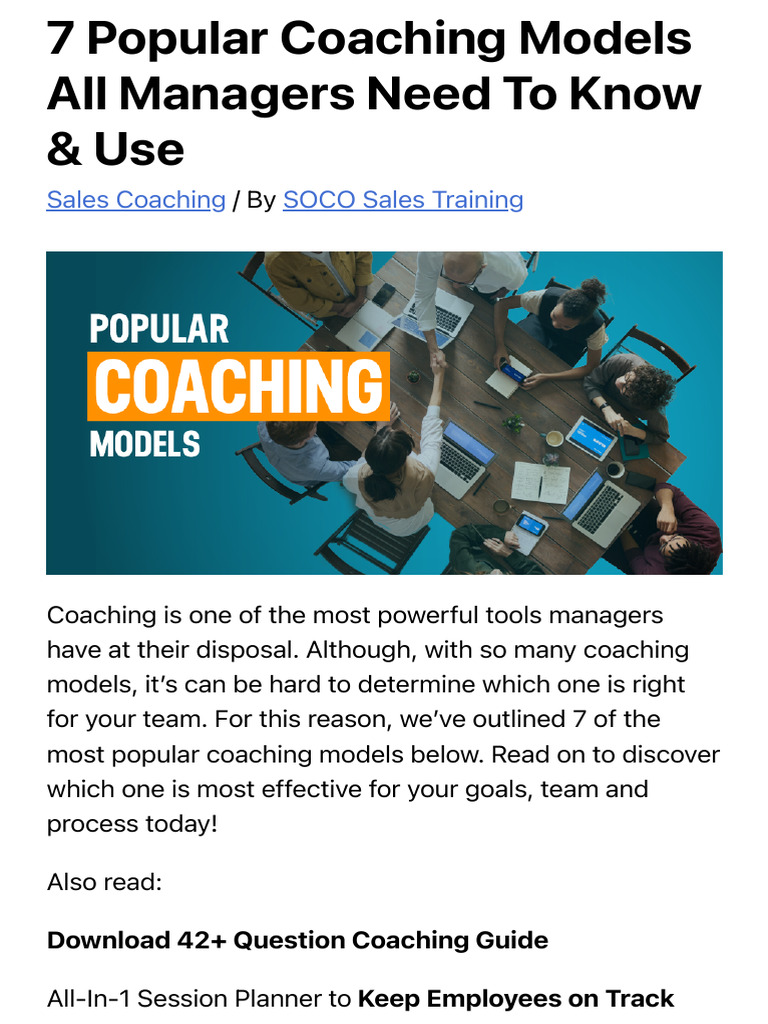 7 Popular Coaching Models All Managers Need To Know & Use | PDF | Goal | Performance Indicator
