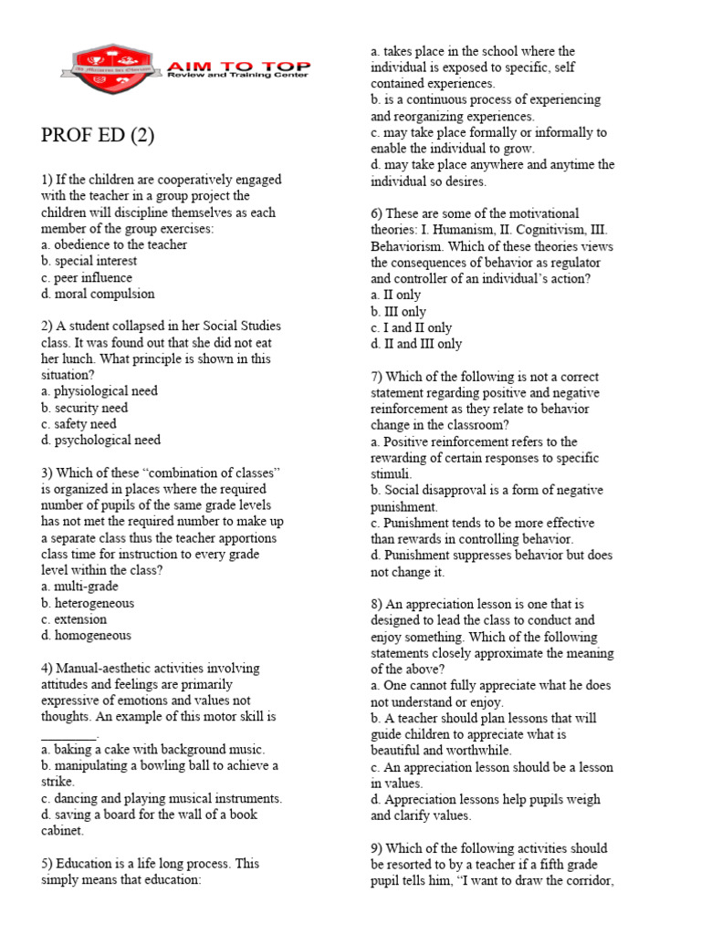 6 Drill PROF ED 2 Online Drills | PDF | Learning | Teachers