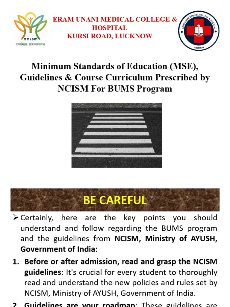 NCISM Guidelines for BUMS Program | PDF
