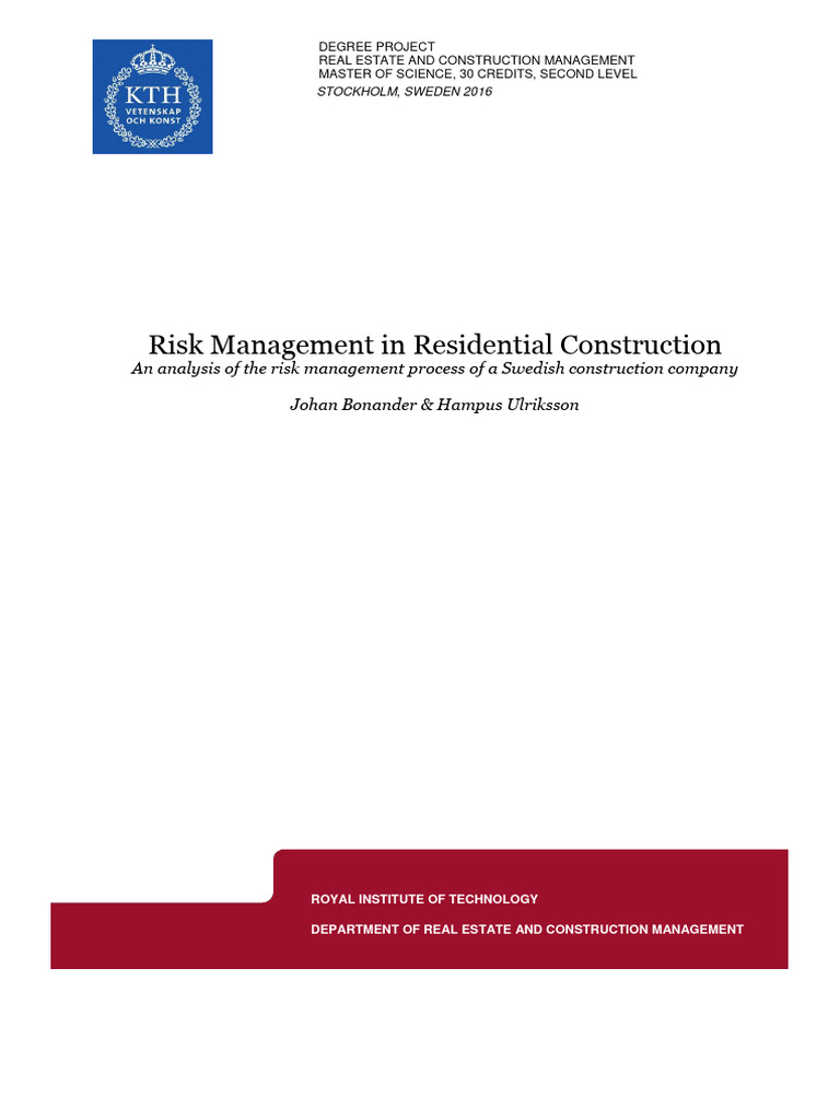 Sample Construction Project Risk Management Plan | PDF