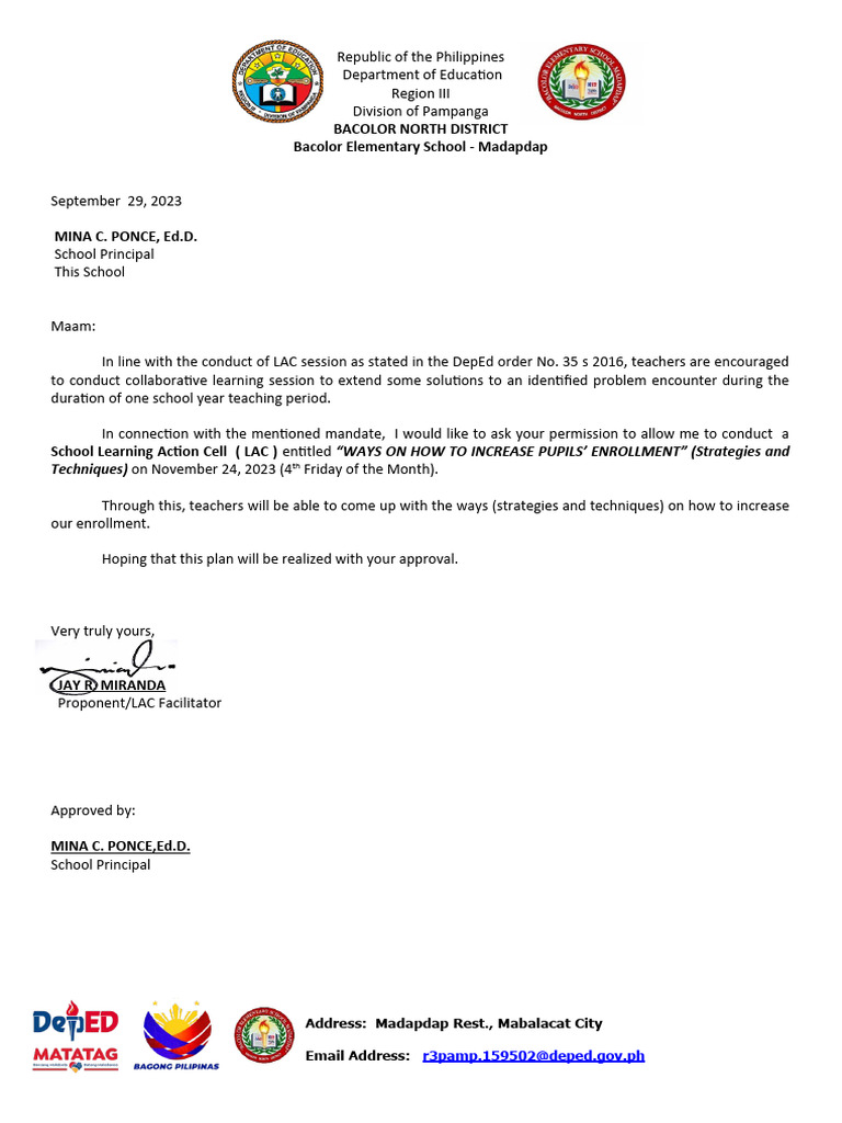 Sample Lac Proposals 2023 M.lorna Jay | PDF