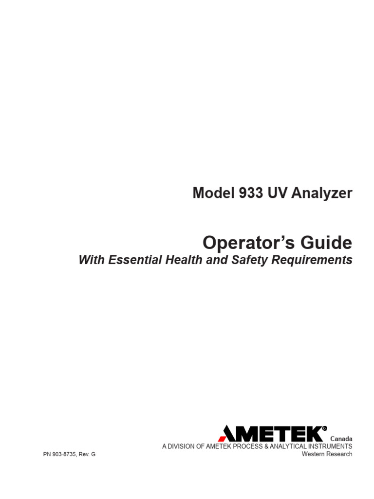 AMETEK 933 Operator's Guide Rev G (903-8735) | PDF