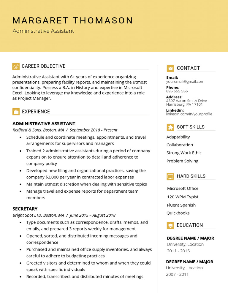 Stylish Resume Template Gold | PDF