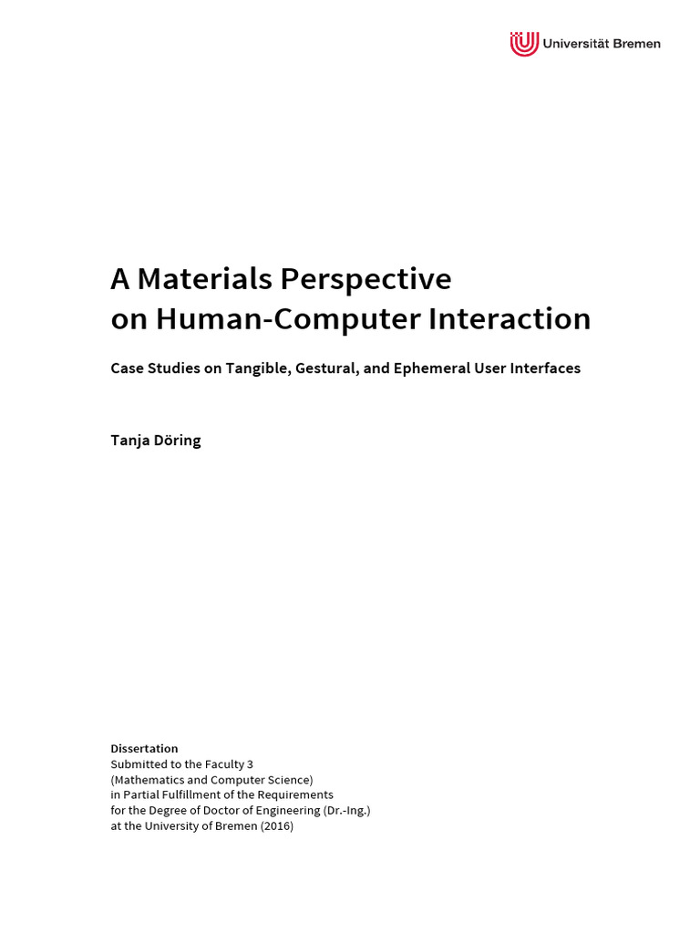 Dissertation Tanja Doering Part One Without Publications | PDF | Human–Computer Interaction ...