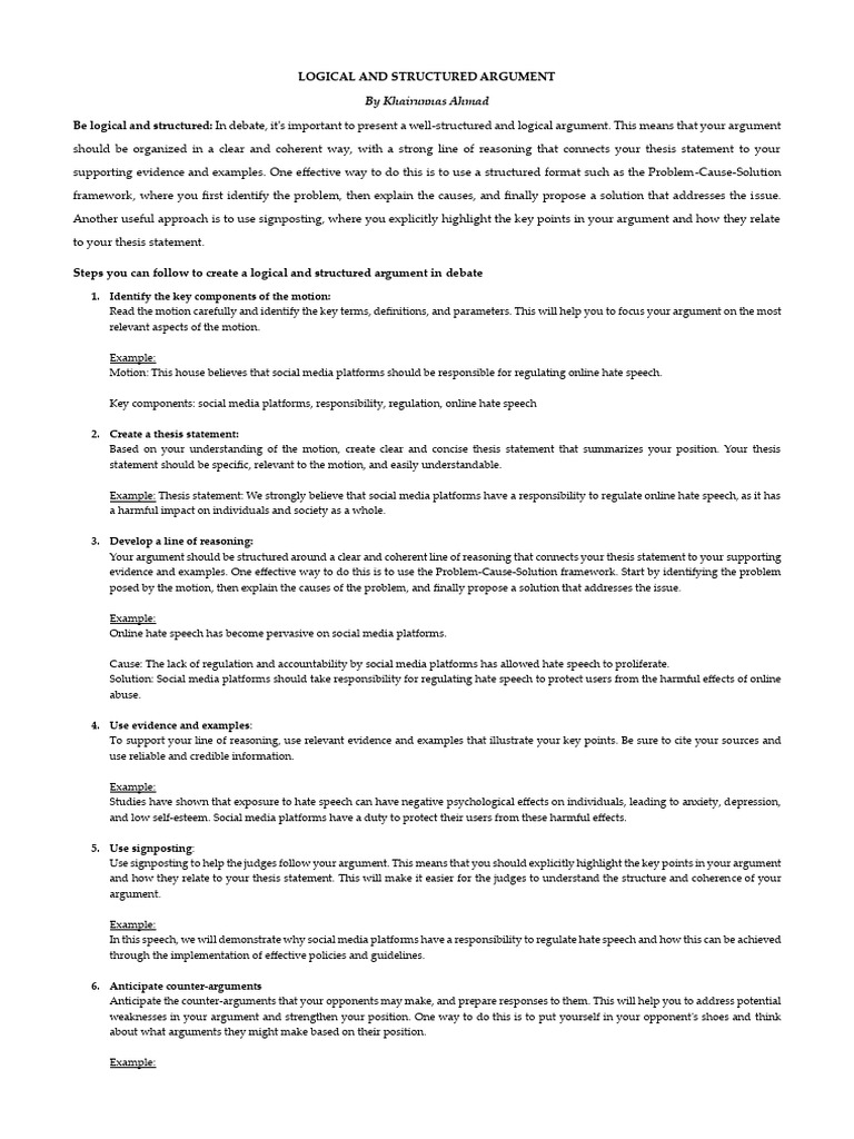 Logical and Structured Argument | PDF