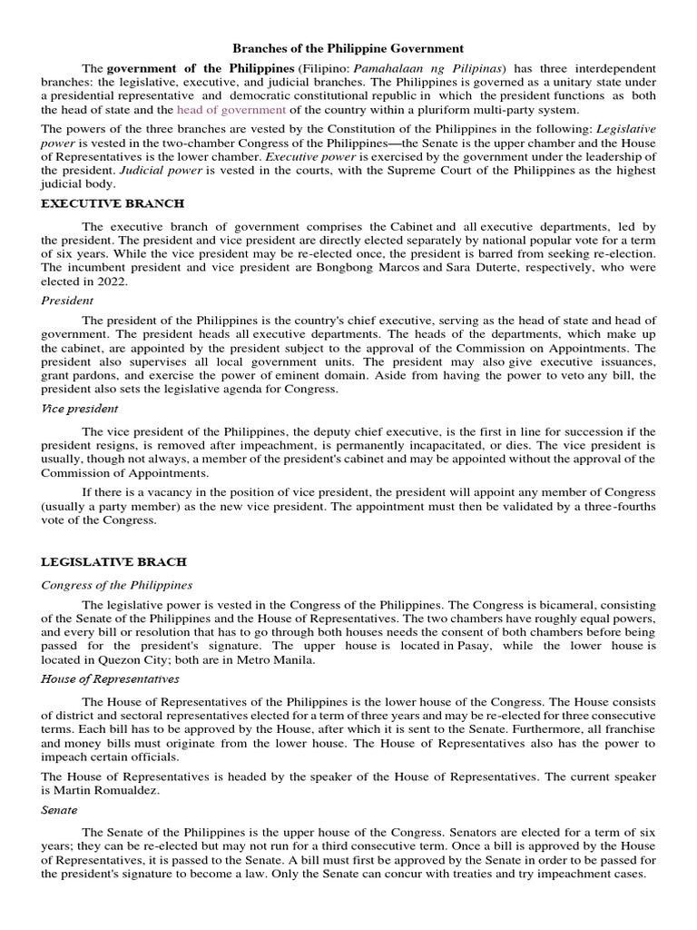 Structure of Political Institution in The Philippines | PDF