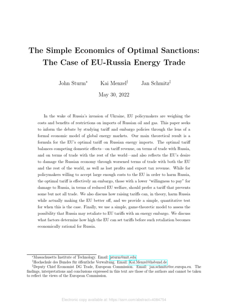 The Simple Economics of Optimal Sanctions | PDF