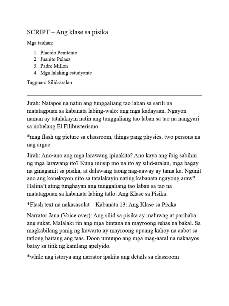 SCRIPT Klase Sa Pisika | PDF