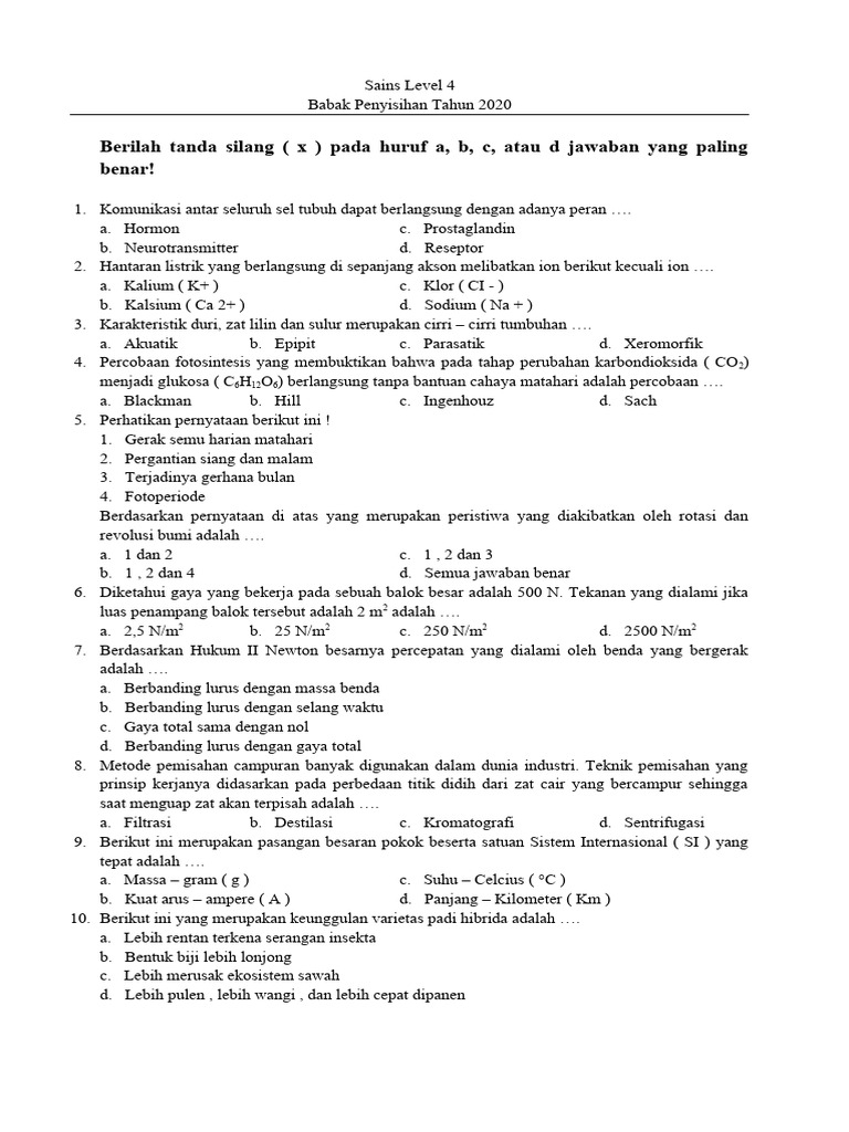 Sains Level 4 KMSI | PDF