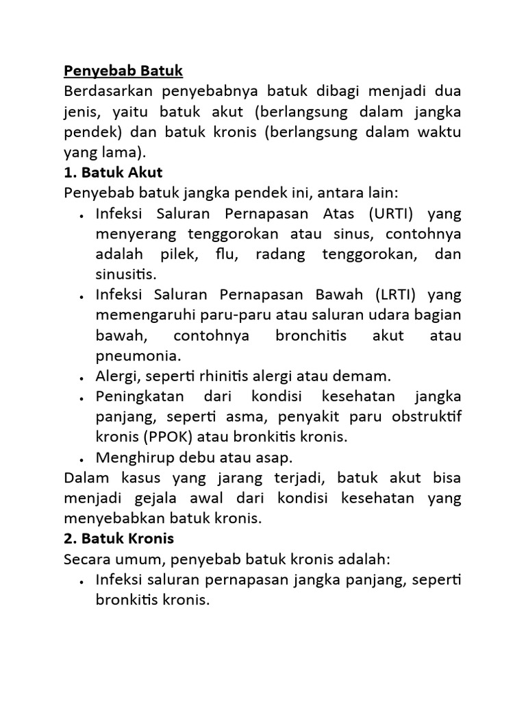Penyebab Batuk | PDF | Sains & Matematika