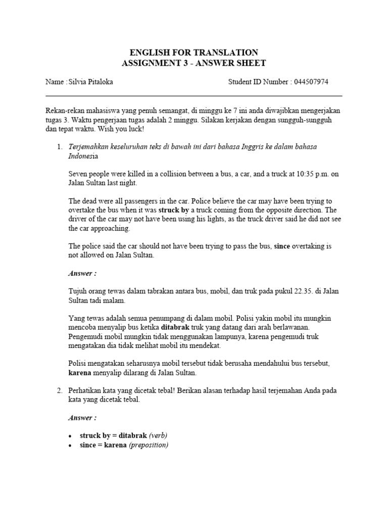 Assignment 3 - English For Translation | PDF