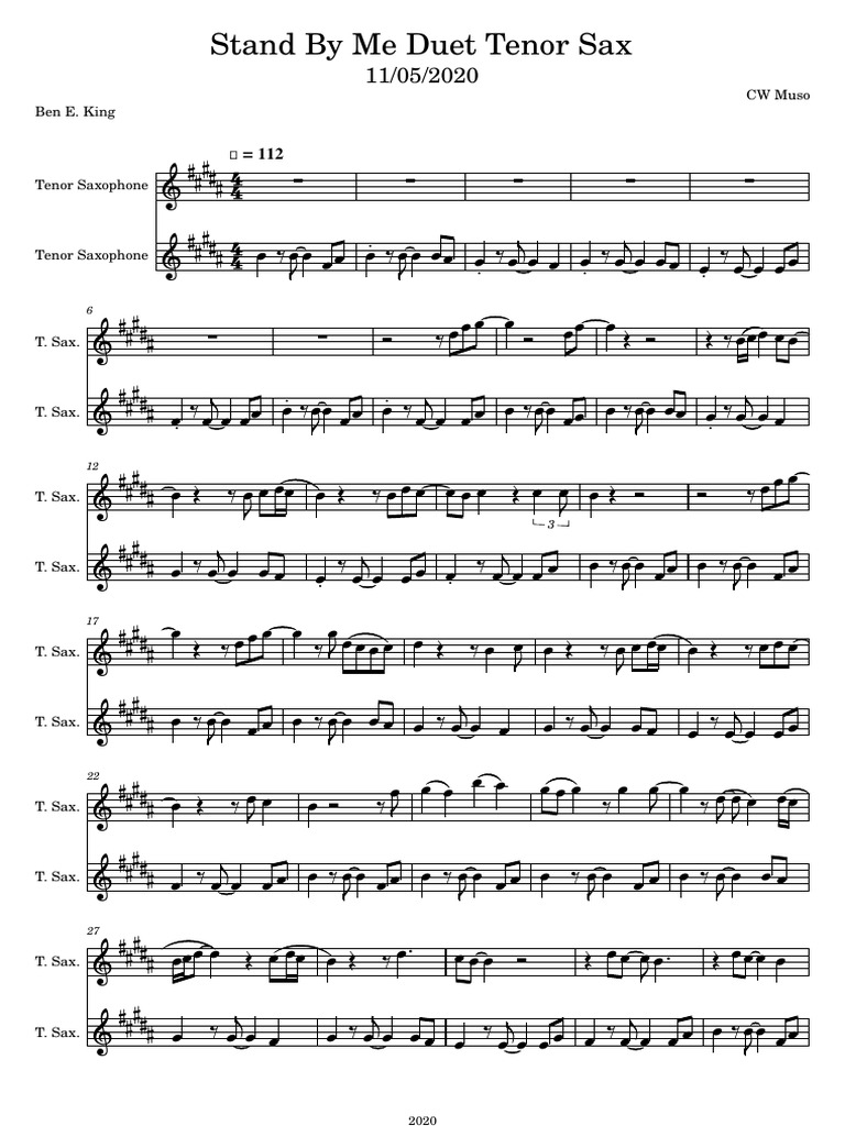 Stand By Me Tenor Sax Duet Sheet | PDF