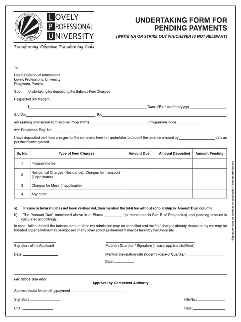 Undertaking For Pending Payments For Portal 2023 | PDF