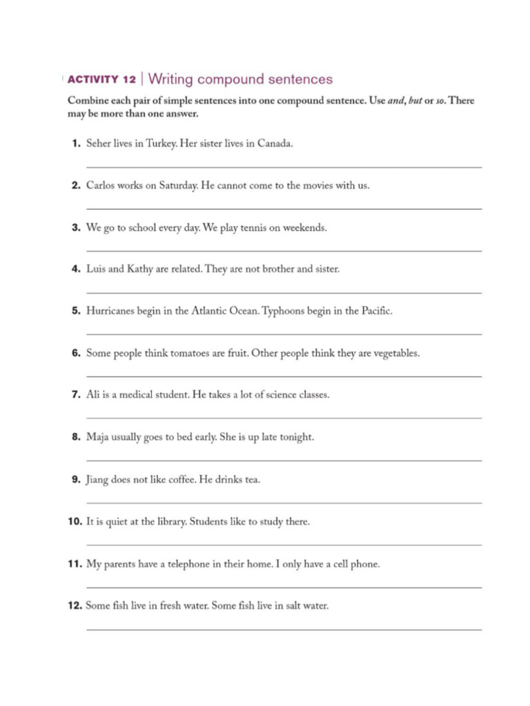 Compound Sentence (Practice) | PDF