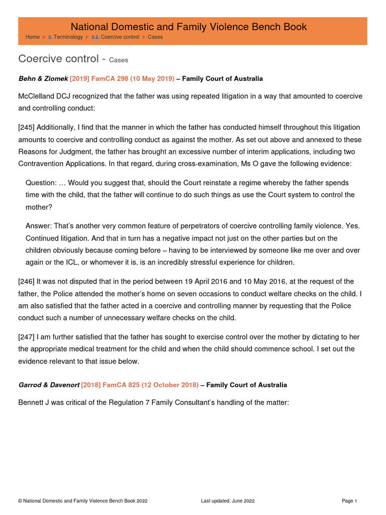 NDFV Bench Book - Coercive Control 3 | PDF | Domestic Violence | Violence