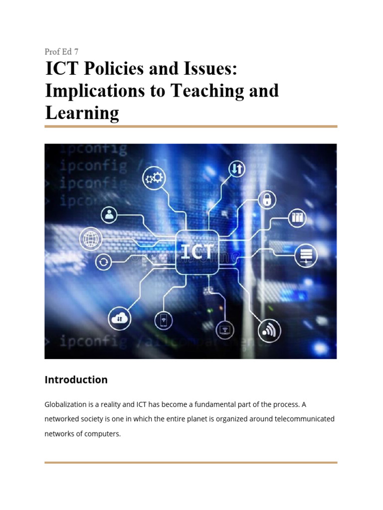 Prof Ed 7 ICT Policies and Issues Implications To Teaching and Learning | PDF | Information And ...