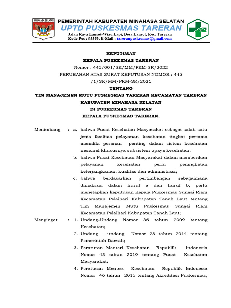 5.1.1.1 Contoh SK Tim Mutu | PDF